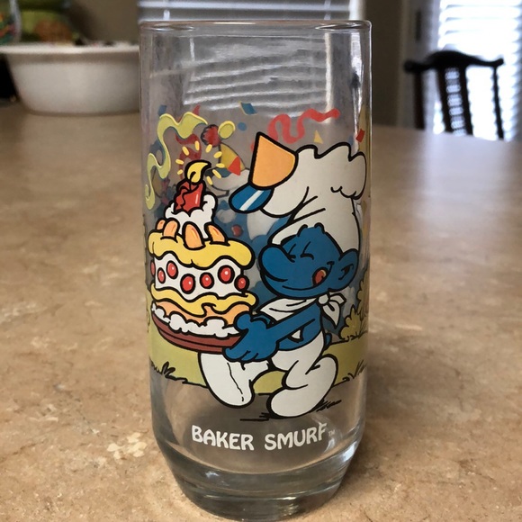 Other | Vintage Baker Smurf Glass Cup 1983 Smurfs Rare | Poshmark
